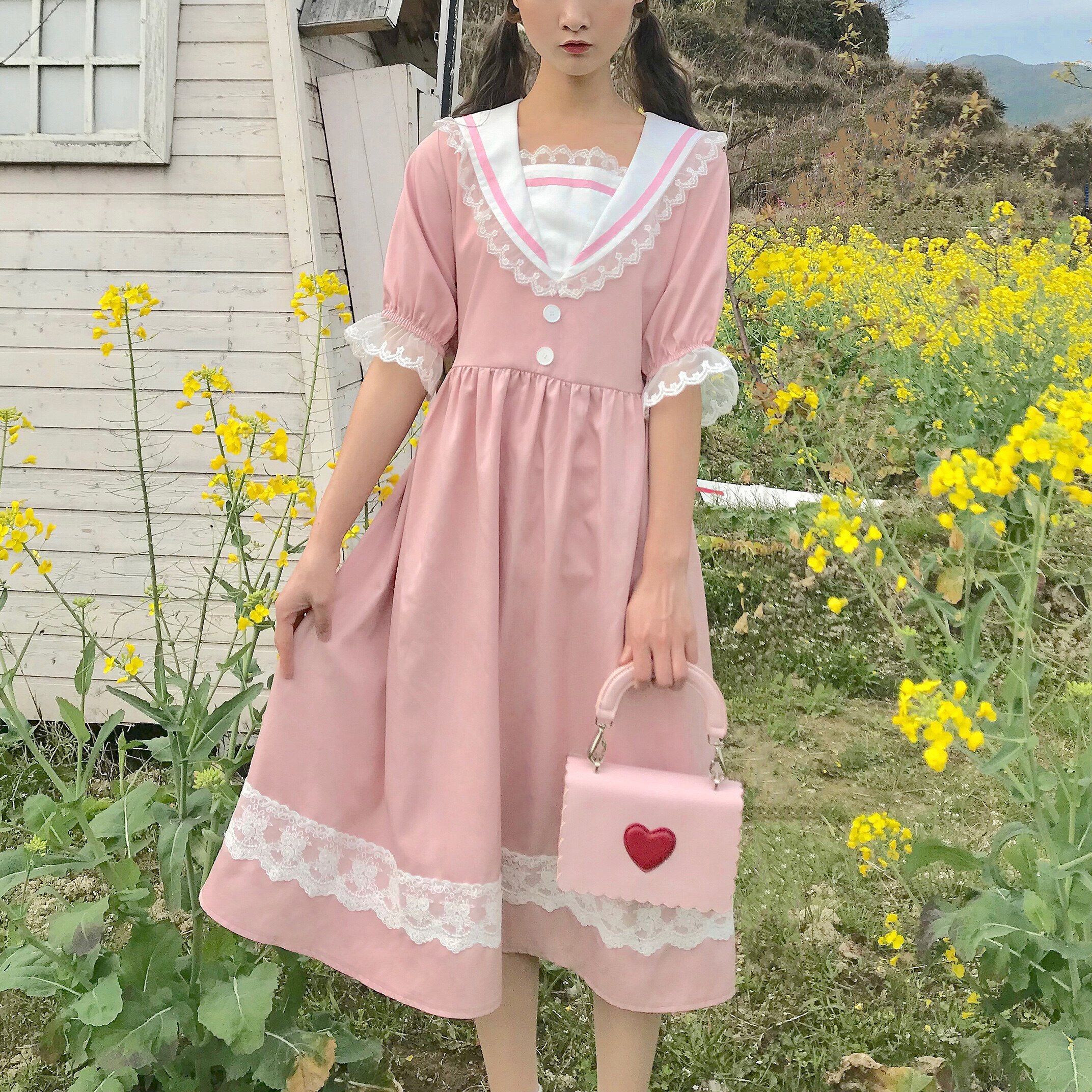 Summer the Japanese Sweet Cute College Pink Girl L... – Grandado