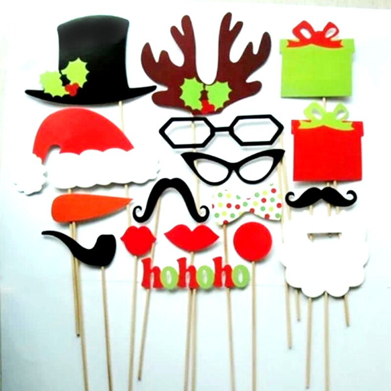 17pcs Photo Booth Props Christmas Funny Mask Musta... – Grandado