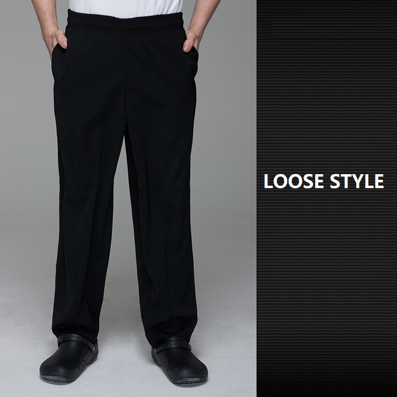 Comfortable cheap elastic waist band black chef pa... – Grandado