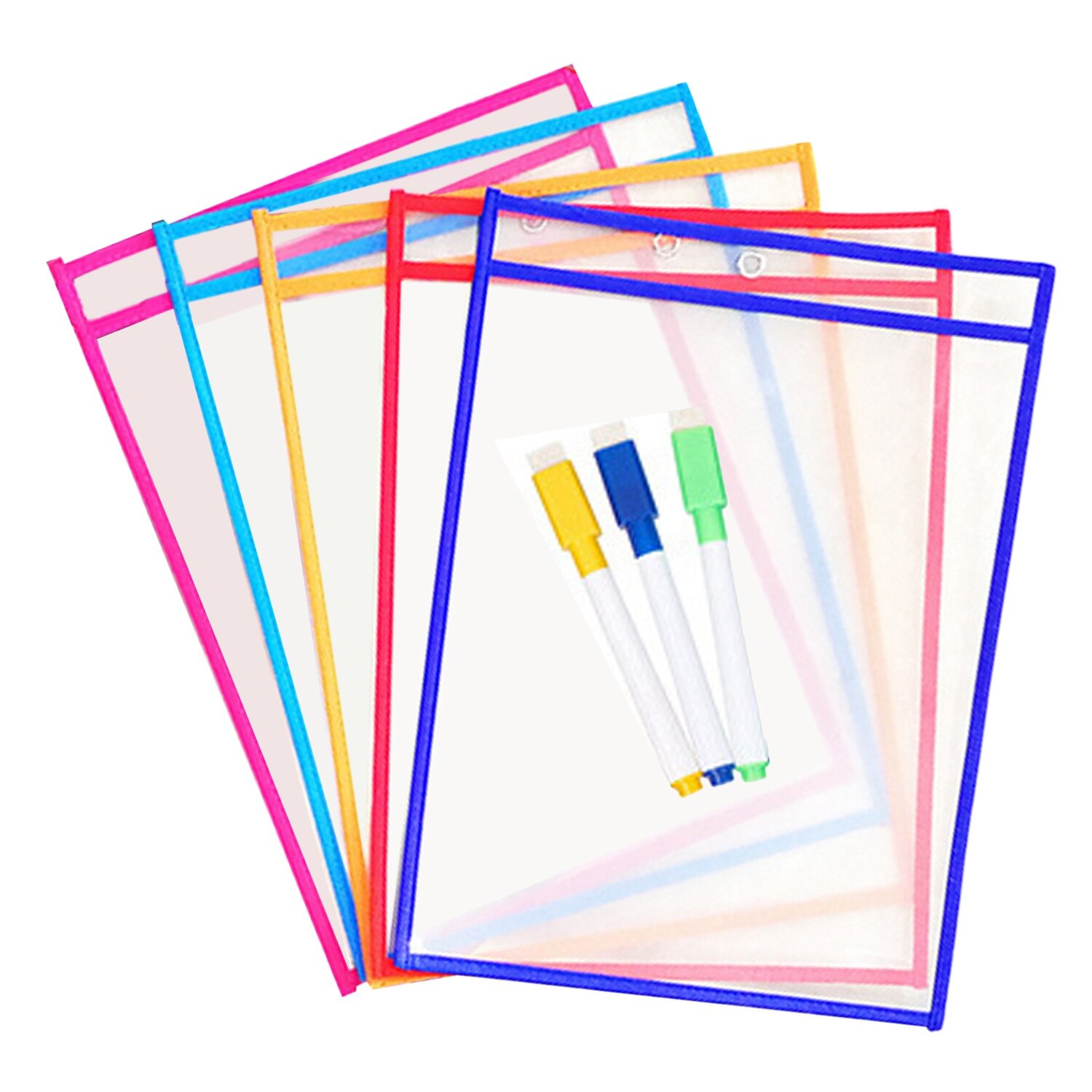 10x Transparent Pvc Reusable Dry Erase Pockets Sto... – Grandado