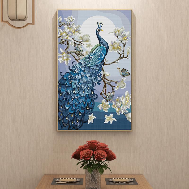 Diy Dier Patroon Blauwe Pauw Kruissteek Borduren K... – Grandado
