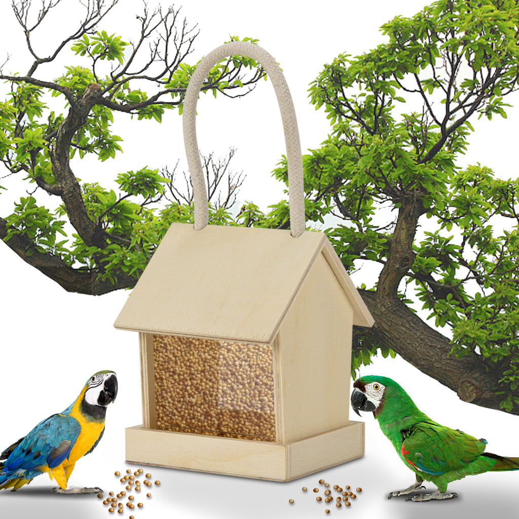 Wooden Bird Feeder House Hanging Birdhouse for Gar... – Vicedeal
