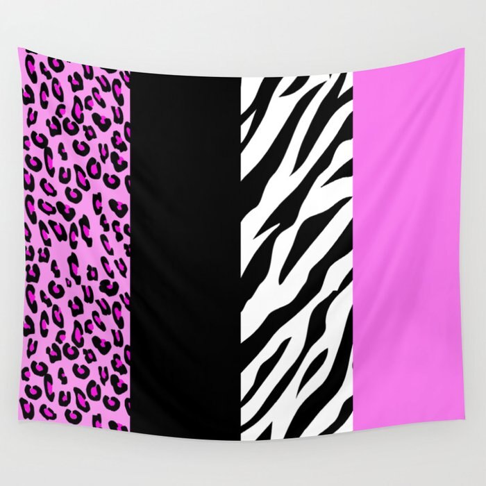 Animal Print Zebra Stripes Leopard Spots Pink Wall... – Grandado
