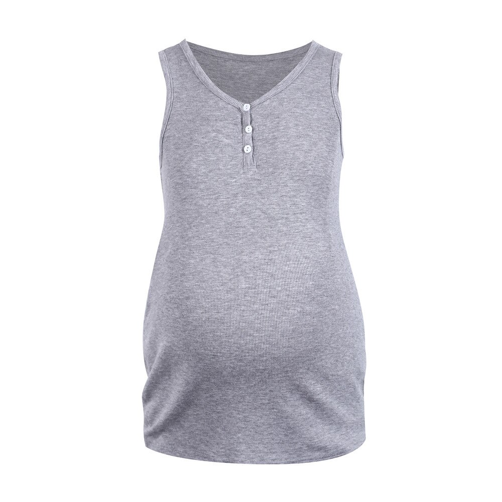Qunq Gray Color Maternity Vest Summer O-neck Casua... – Grandado