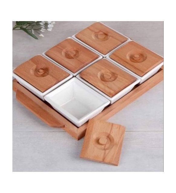 Ceramic Snack Serving Tray 6-Compartment Tray Serv... – Grandado