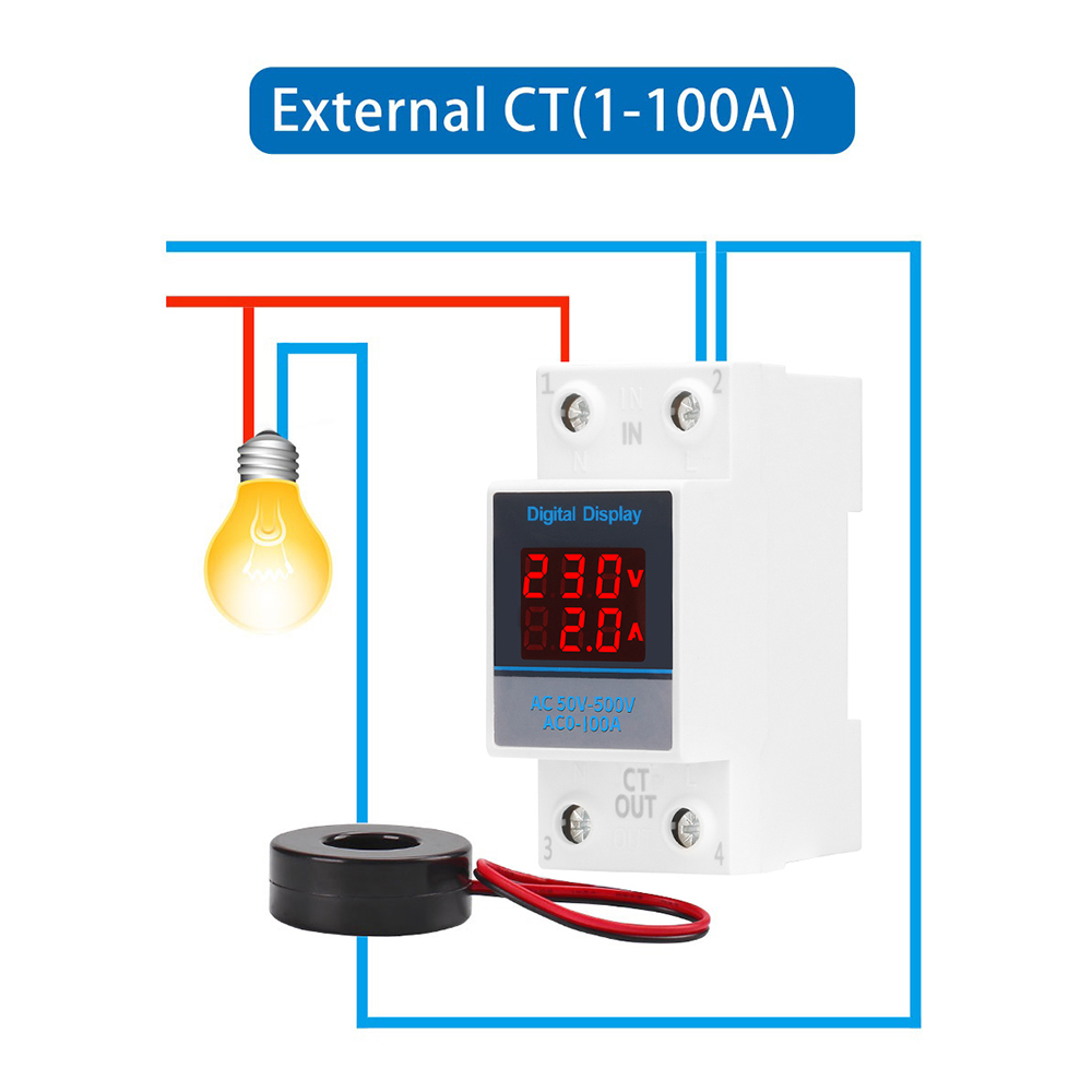 35mm Din Rail Single Phase Ammeter Voltage Meter M... – Vicedeal