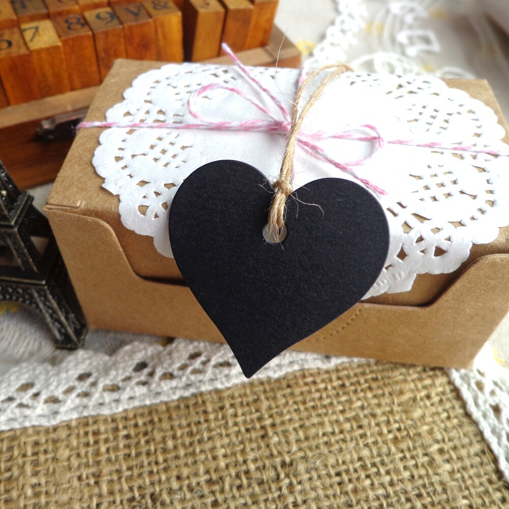 100pcs Black Paper Tag Heart Shape Label Wedding P... – Grandado