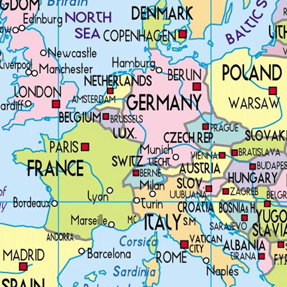 59*42cm The World Political Map with National Flag... – Grandado