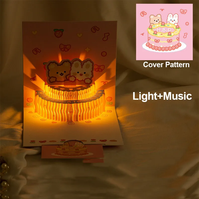 Tarjeta de cumpleaños Musical 3D con luz LED, tarj... – Grandado
