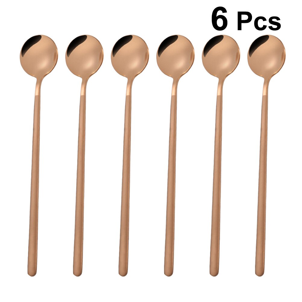6 Pcs 13CM Spoons Stainless Steel Round Teaspoons ... – Vicedeal
