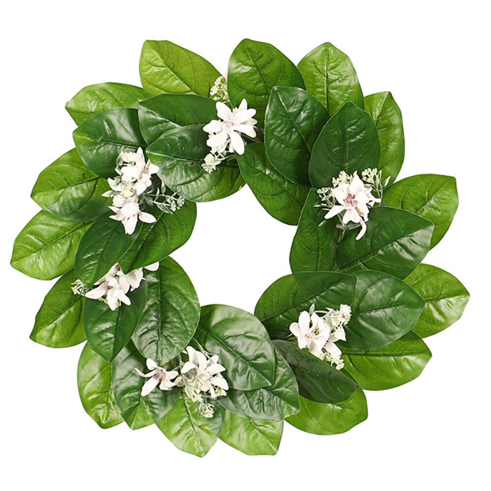 Artificial Magnolia Leaf Cherry Blossoms Wreath Fo... – Grandado