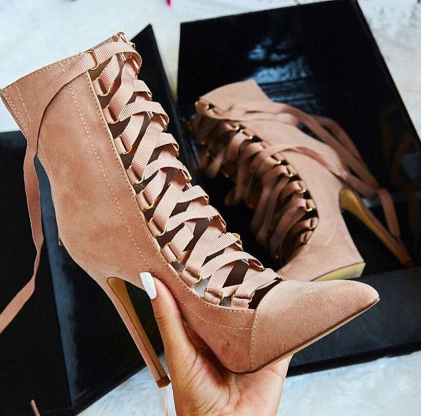 Botas de mujer de punta puntiaguda, botines de fel... – Grandado