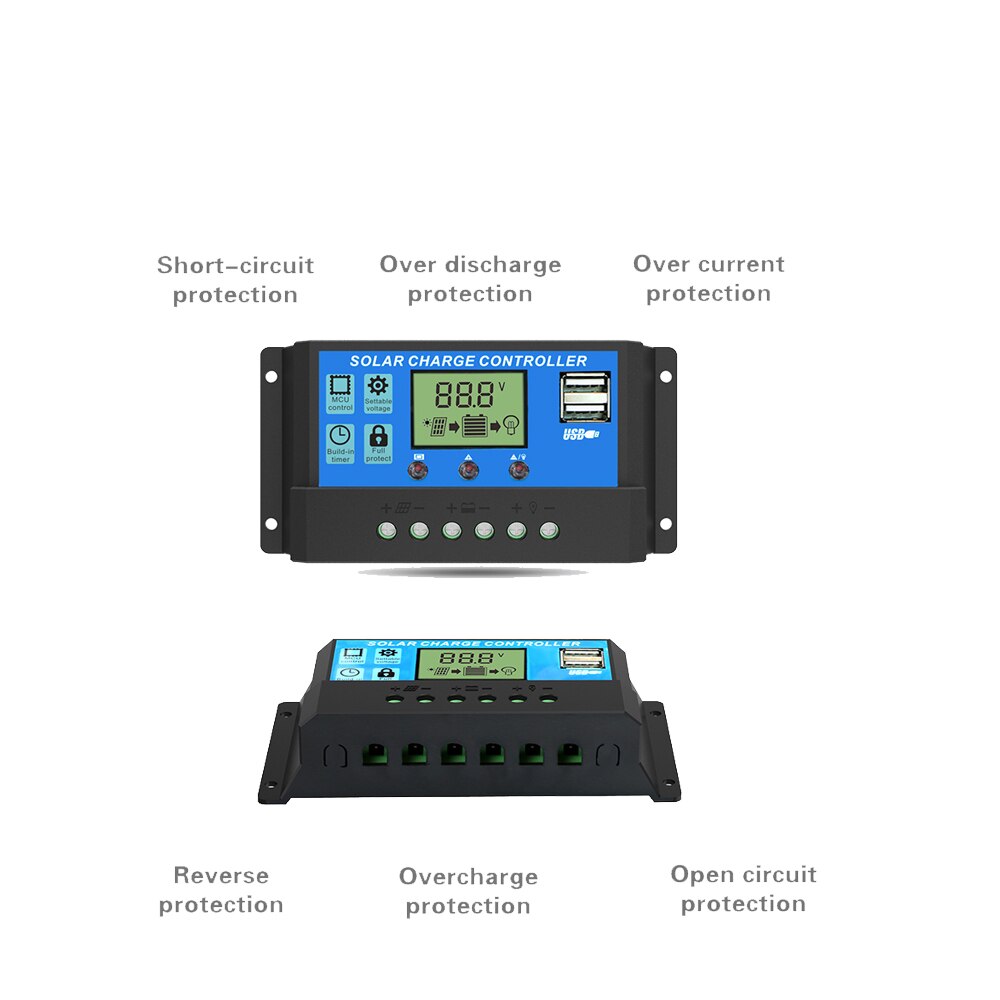 LCD 20A 12/24V PWM Solar Charge Controller 5V Dual... – Grandado