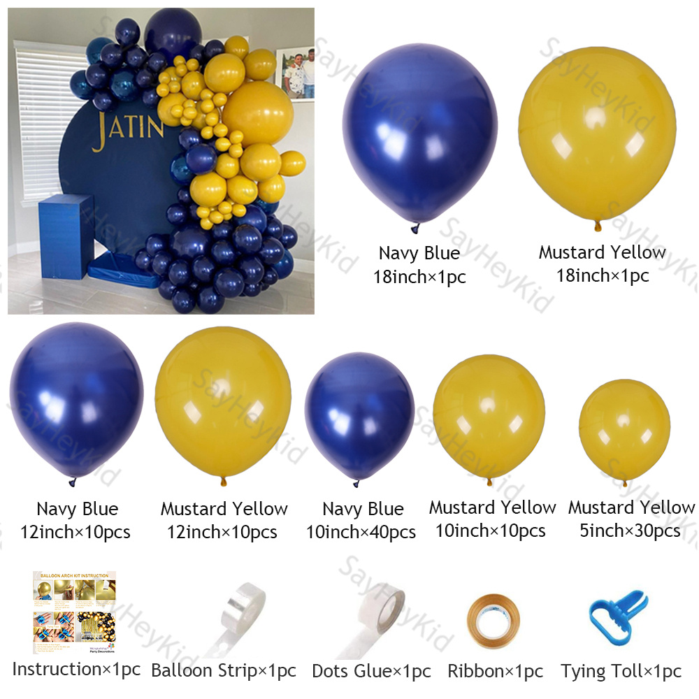 107pcs Navy Blue Balloons Garland Kit Mustard Yell... – Grandado