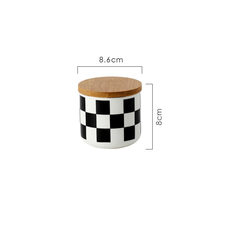 Nordic Checkerboard Ceramic Jars with Lid Househol... – Vicedeal