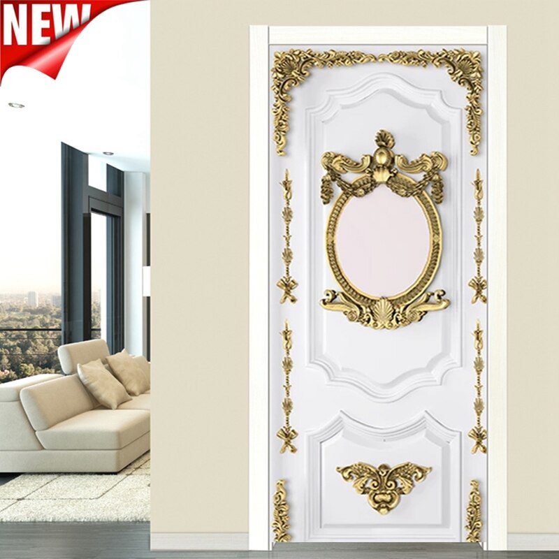 European Style Light Luxury Door Sticker 3D Golden... – Grandado