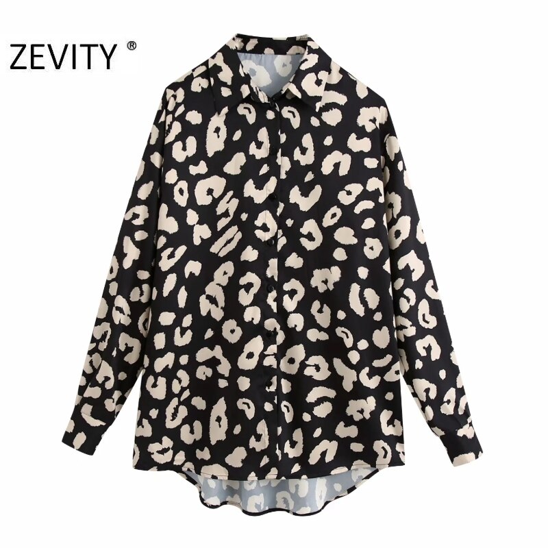 Zevity Women Leopard Printing Casual Smock Blouse ... – Grandado