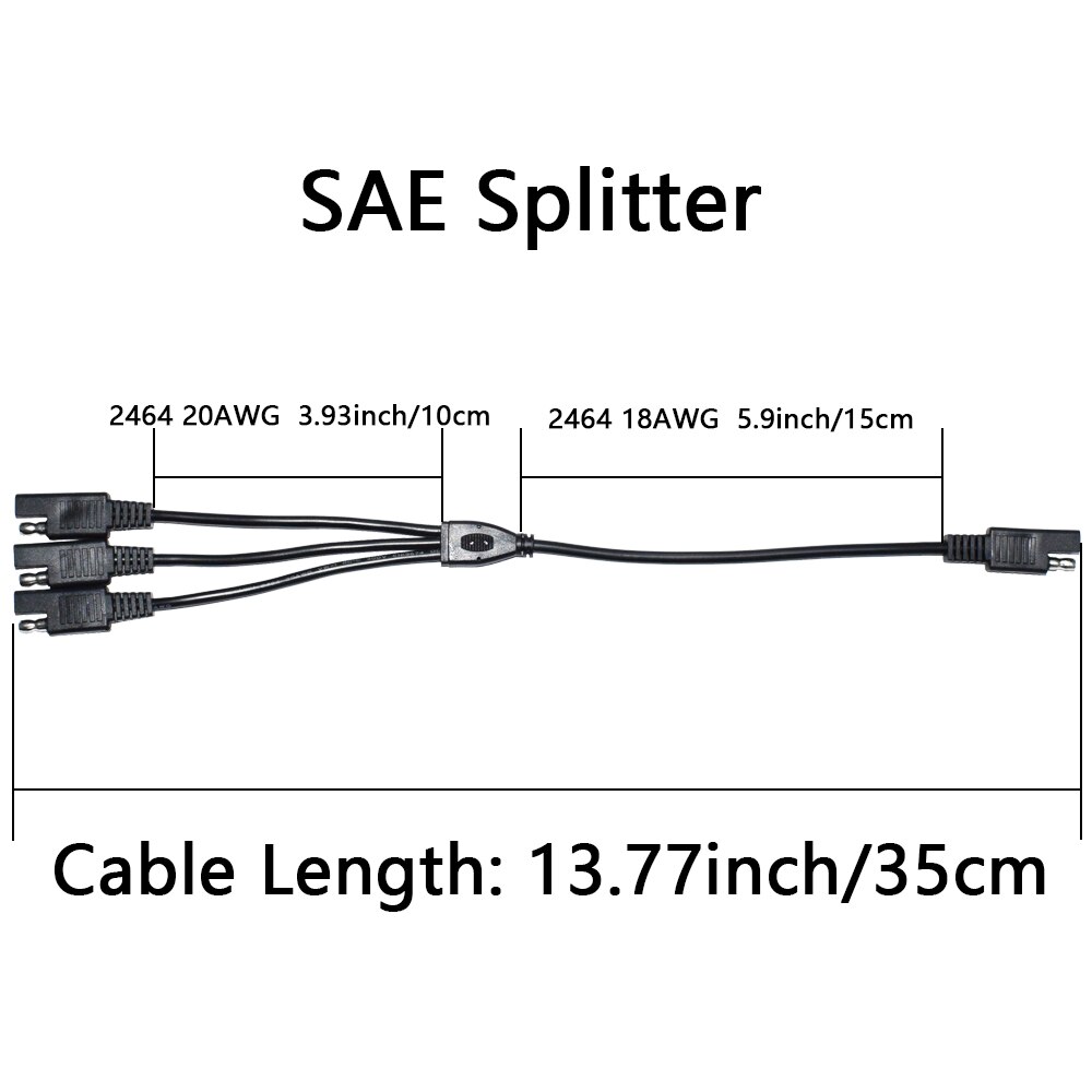 SAE Power Extension Cable 35cm 18AWG Y Splitter 1 ... – Grandado