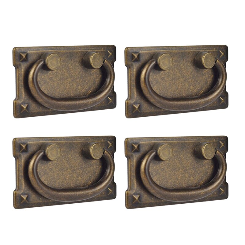 4Pcs Vintage Antique Bronze Drawer Ring Pull Handl... – Grandado