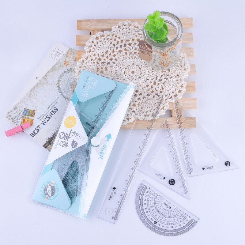 4 pcs/set Transparent Plastic Ruler Set Stationery... – Grandado