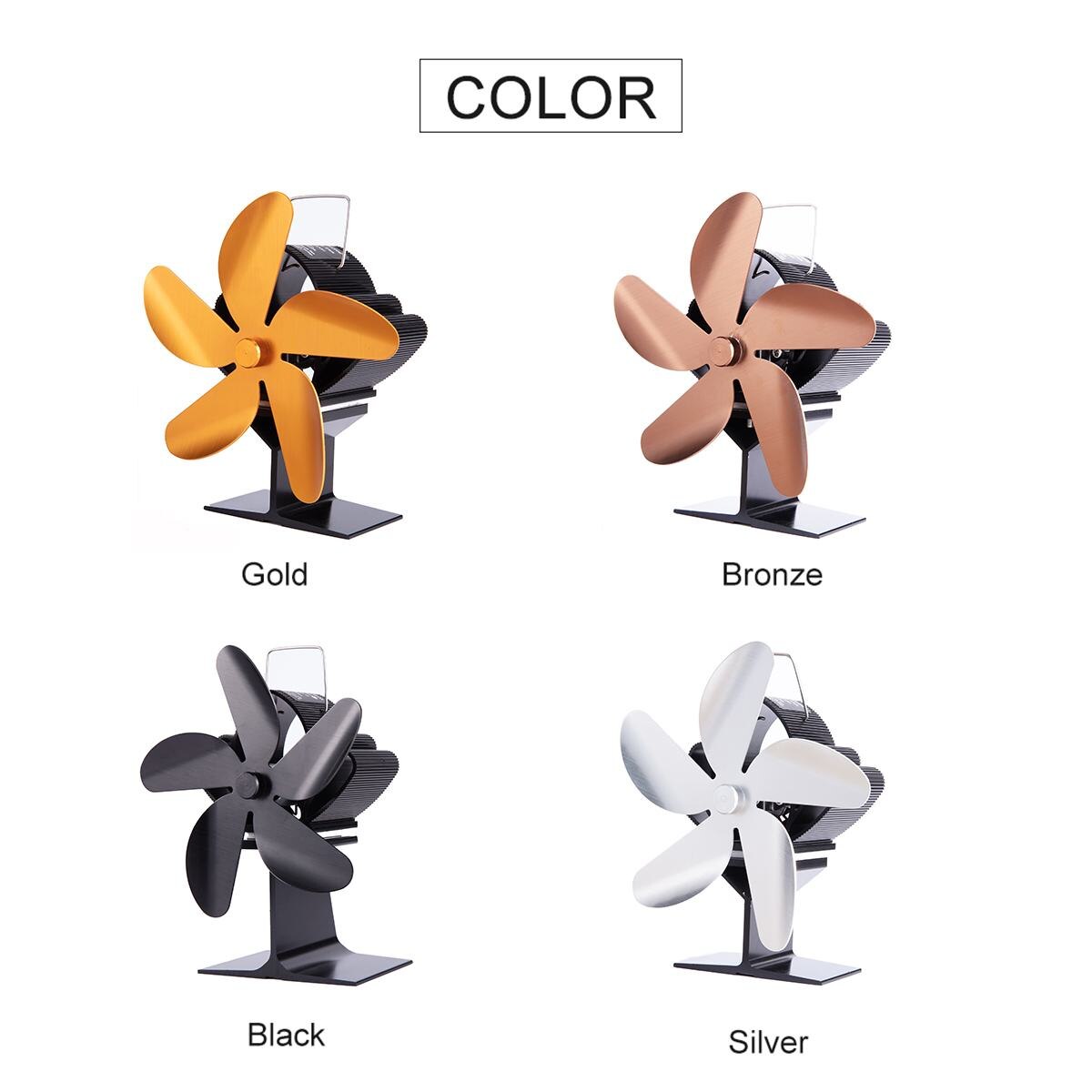 5 Blades Stove Fan Super Quiet Heat Powered Saving... – Grandado