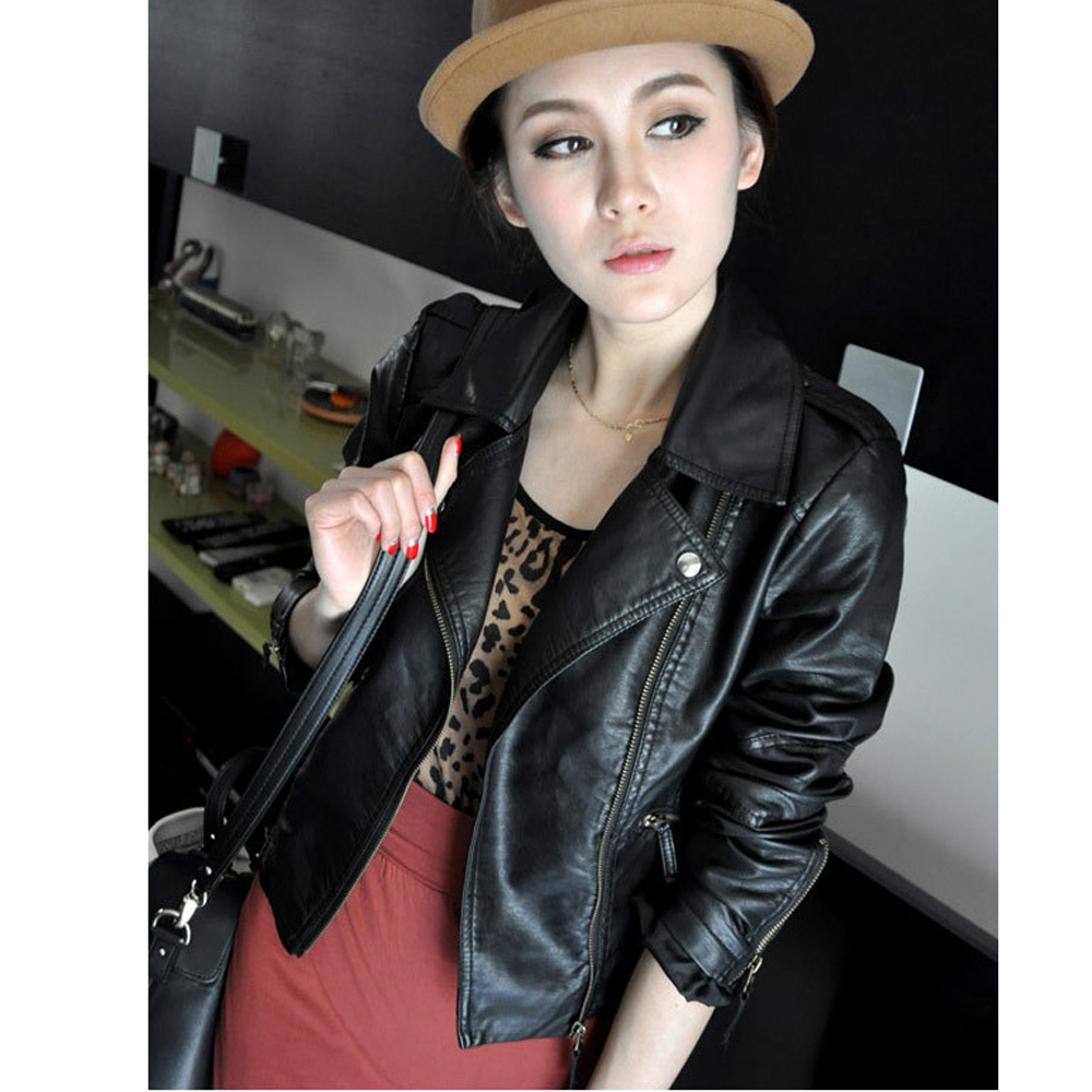 Women Autumn Winter Zipper Soft Leather Jackets Fe... – Grandado