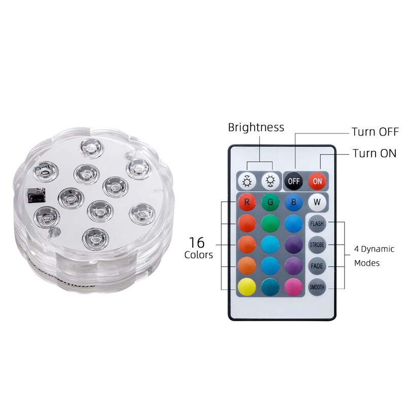 Tauch LED RGB Lampen Fernbedienung Bunte Wasserdic... – Grandado