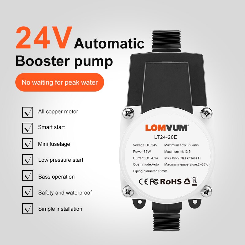 LOMVUM Booster Pump Brushless Water Pump 24V 65W 1... – Grandado