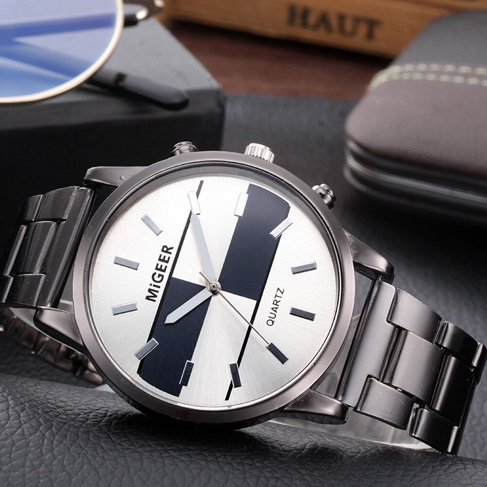 Man Stainless Steel Analog Alloy Quartz Wrist Watc... – Grandado