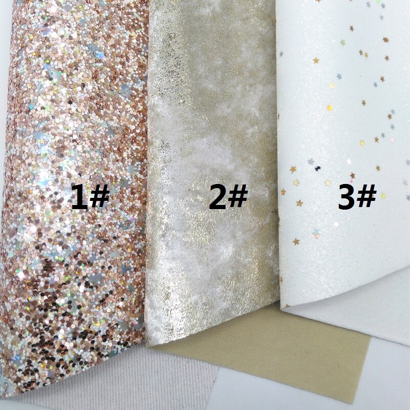 GOLD Glitter Stof, Faux Leer Stof, Wit Glitter met... – Vicedeal