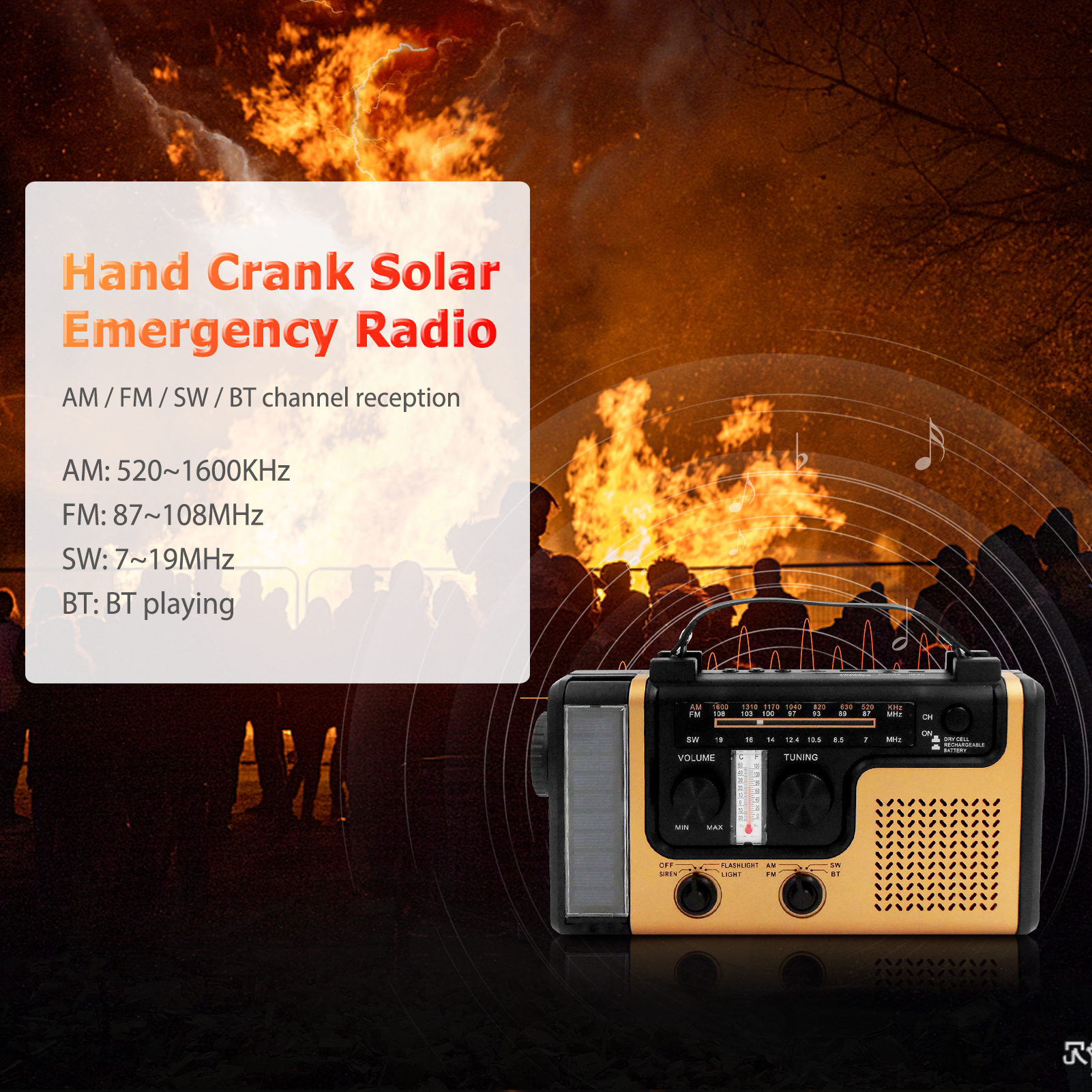2000mAh Emergency Radio Hand Crank Solar Radio LED... – Grandado