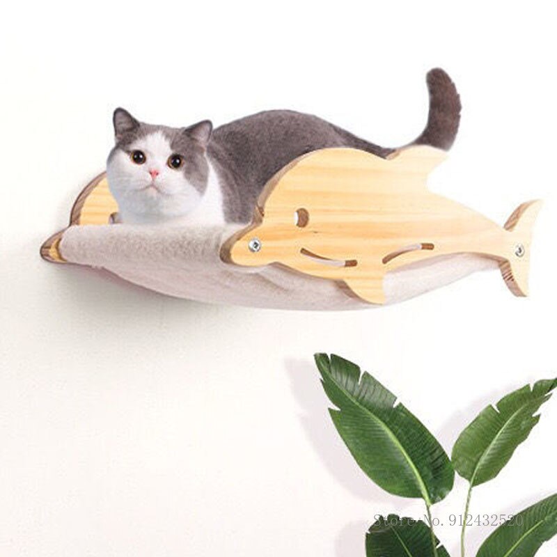 Solid wood cat climbing frame wall-mounted cat lit... – Vicedeal