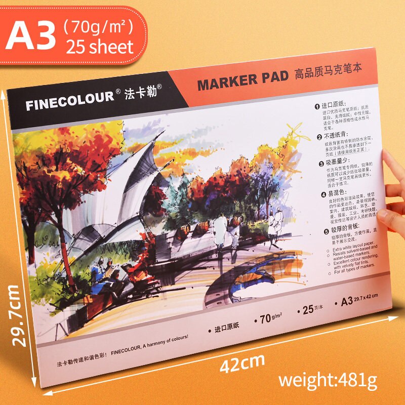 FINECOLOUR Marker Pad 32K/A3/A4 Sketchbook Marker ... – Grandado