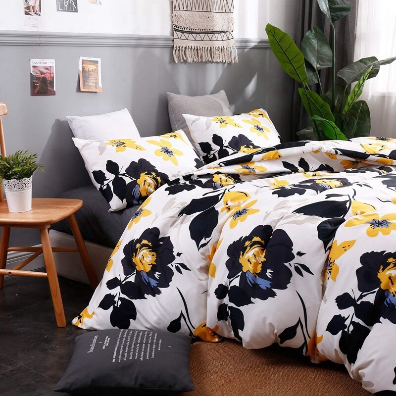 3-Piece Bedding Printed Color Duvet Cover Set Whit... – Grandado