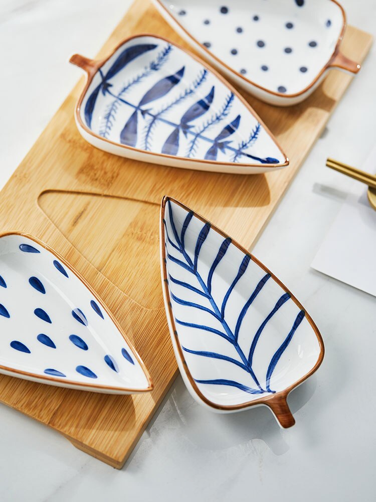 Leaf ceramic plates dessert dishes tableware snack... – Grandado