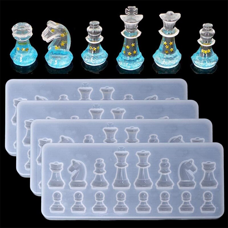 4Pcs Chess Resin Mold 3D Chess Piece Silicone Mold... – Grandado