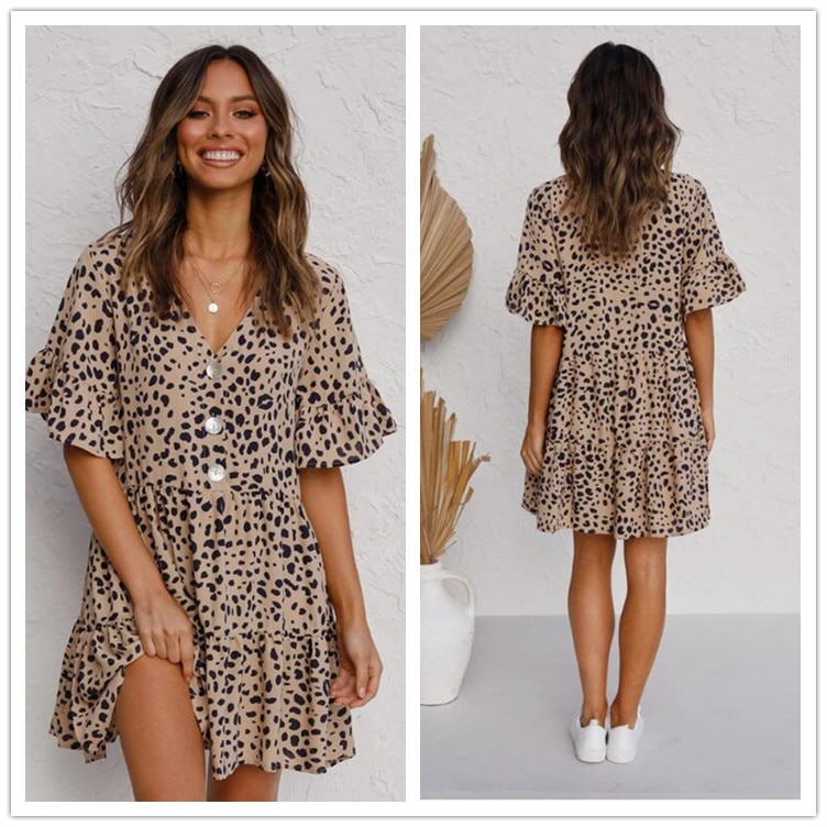 summer Leopard Print Floral Printed Dress zaraing ... – Grandado
