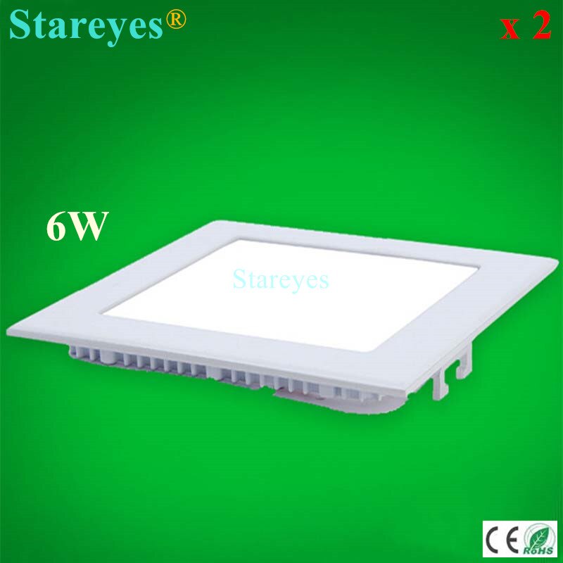 2 stk firkantet led panellys 6w 500lm ac85-265v 28... – Vicedeal