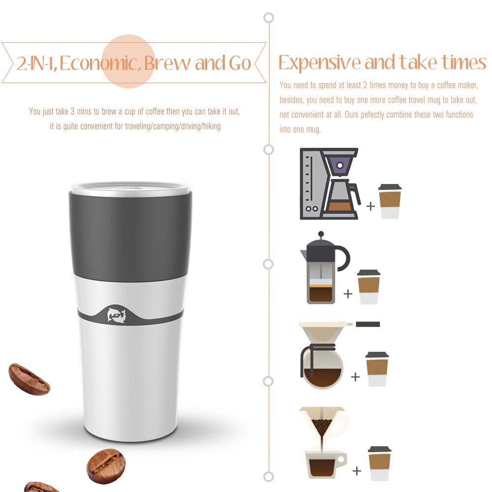 400ML Drip Coffee Cup Camping Equipment Coffee Wat... – Vicedeal