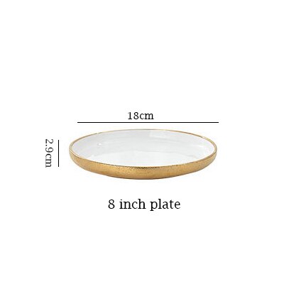 Emboss Gold Ceramic Dinner Plate Bowl Dish Rice Sa... – Grandado