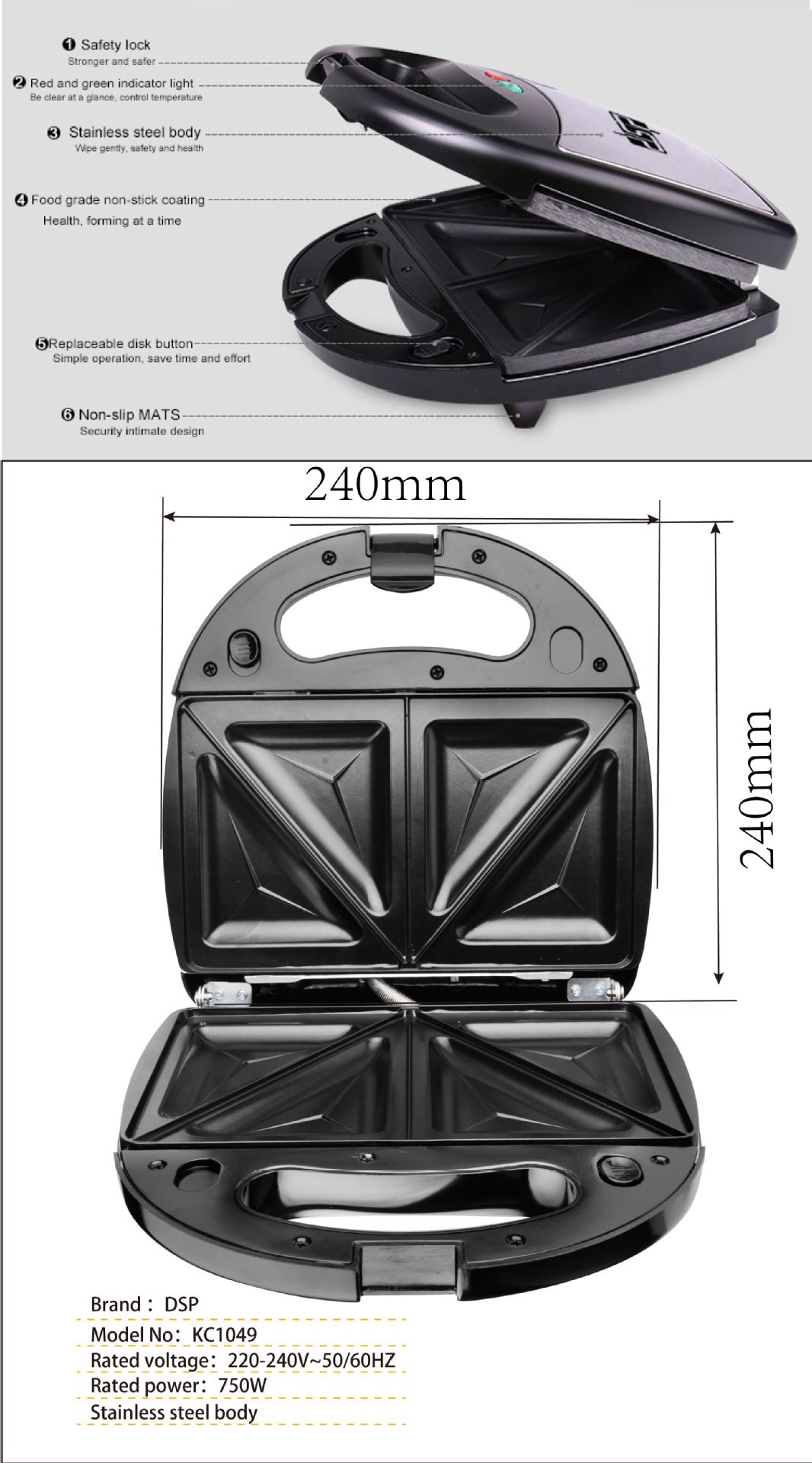 Non-Stick Material Three-in-One Sandwich Machine W... – Vicedeal