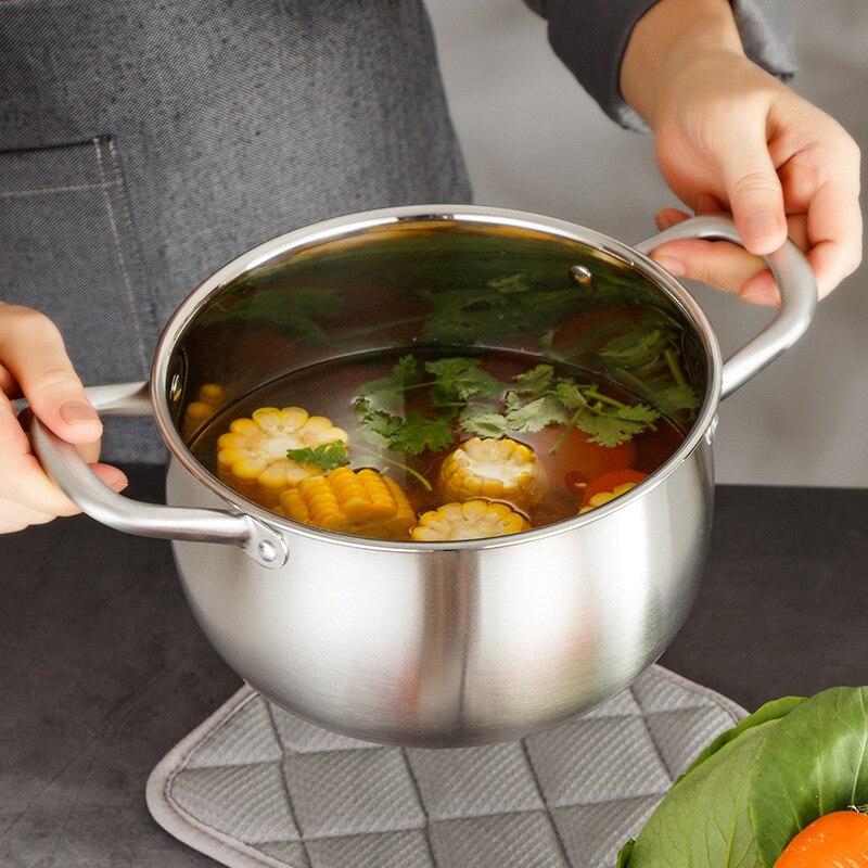 Curved Stainless Steel Modern Compound Soup Pot So... – Grandado