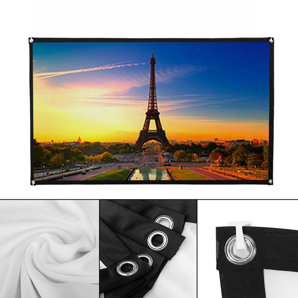 16:9 Portable Foldable Projector Screen Wall Mount... – Vicedeal