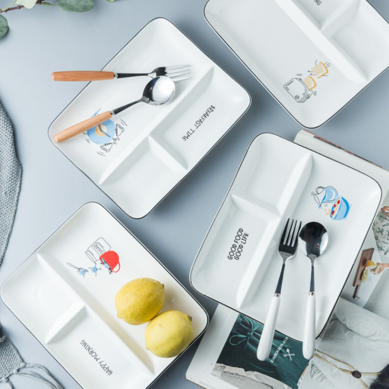 Nordic rectangular separating plate ceramic fruit ... – Grandado