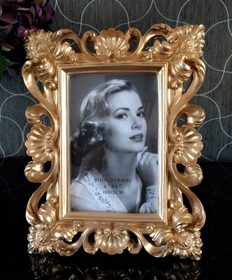 baroque resin photo frame embossed bright gold roy... – Grandado