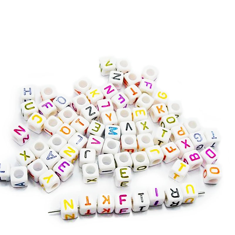 200 pcs white cube beads Alphabet Beads Puzzles To... – Grandado