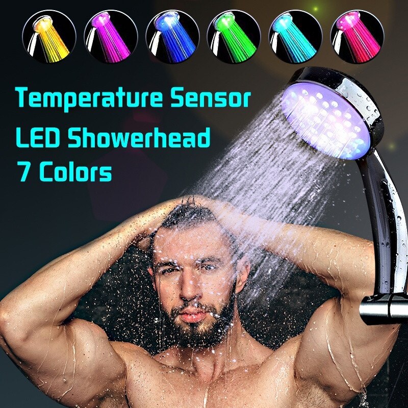 1Pc 7 Color Changing LED Handheld Shower Head Temp... – Vicedeal