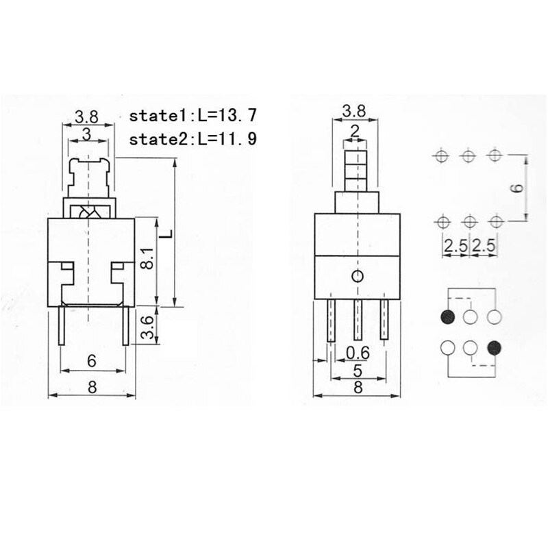 10 Stks/partij 8X8mm 6 Pins Self-Locking Type Vier... – Vicedeal