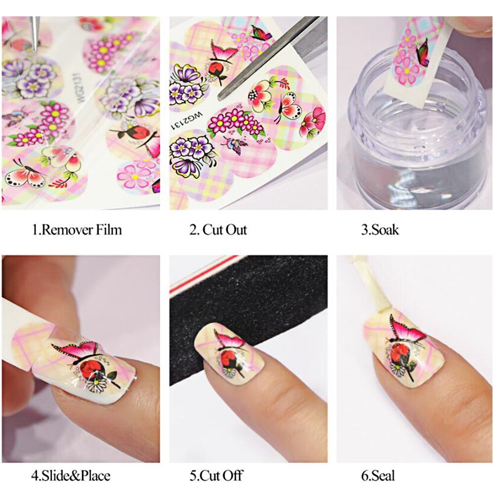 12 Designs Nail Art Sticker Slider Water Decals Su... – Grandado