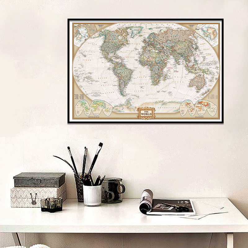 Mapa del mundo Vintage, carteles artísticos de est... – Grandado